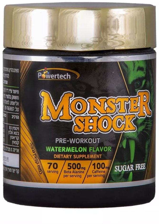 ‫Powertech - Monster Shock Pre-Workout מונסטר שוק פרי-וורקאאוט בטעם ...