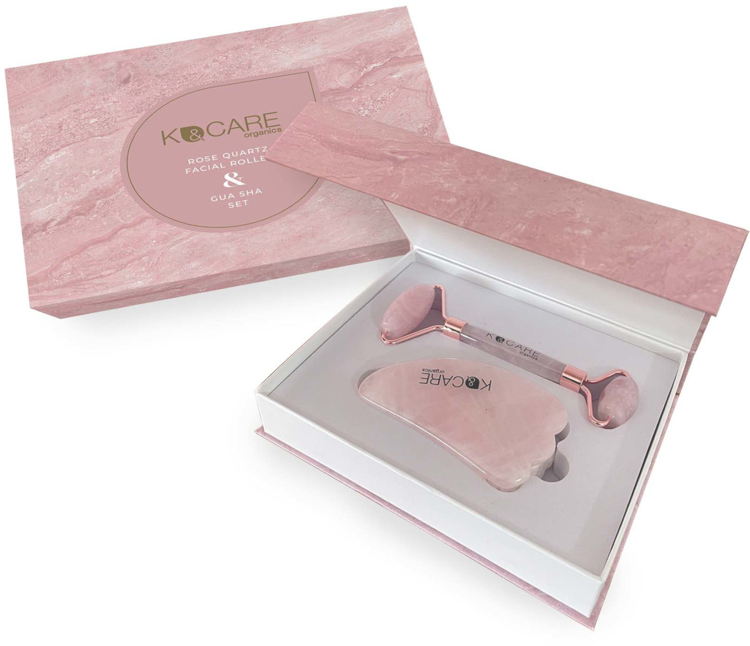 ‫אבלון אורגניקס - מארז רולר דו צדדי ואבן גוואשה העשויים רוז קוורץ K ...