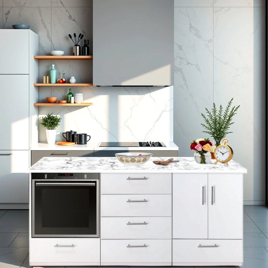 ‫אביעם - אי ענק נייד מהודר משולב תנור בילט אין מבית אביעם בצבע שישי לבן ...