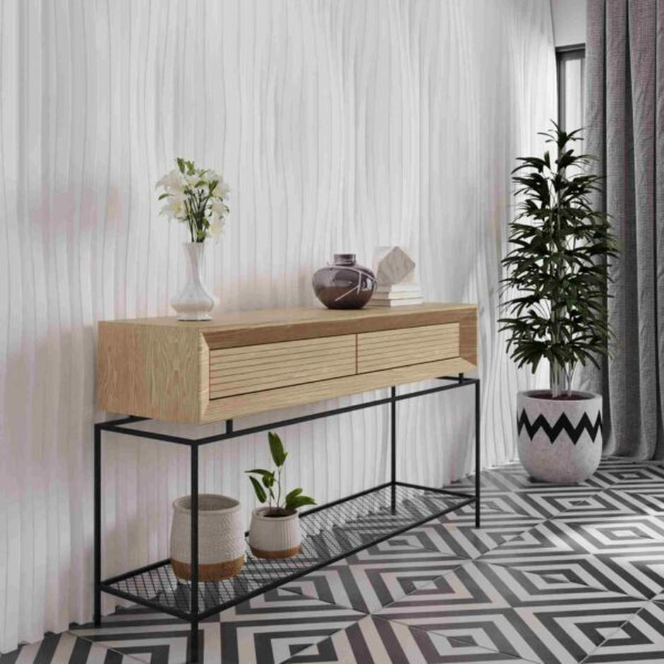 ‫pandastyle - קונסולת כניסה מעוצבת דגם צדף אלון טבעי | סופר-פארם‬