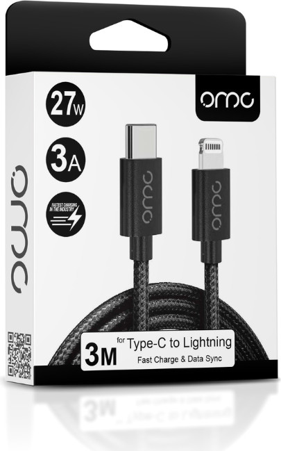 ‫בוקסטייל - כבל בד טייפסי לאיפון 3m - omc 27W 3A | סופר-פארם‬