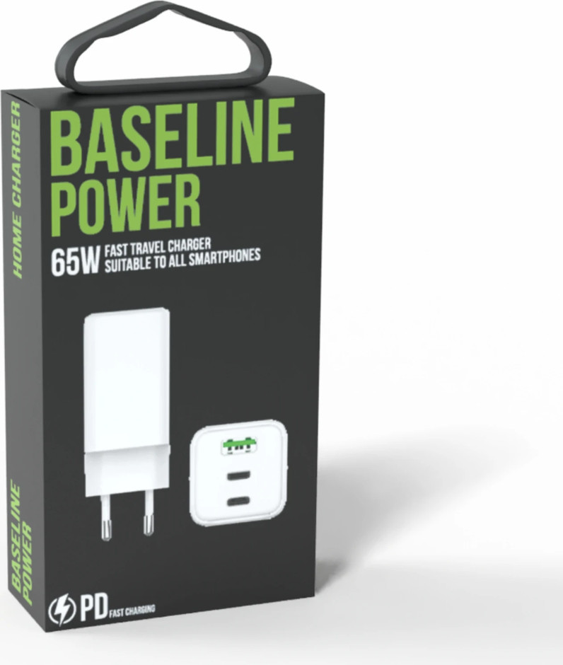 ‫Baseline - מטען ביתי 65W BASELINE עם 3 יציאות - USB-C ו-USB-A | סופר-פארם‬
