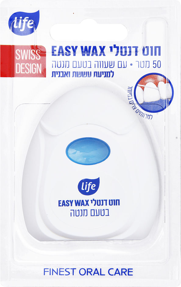 ‫לייף - חוט דנטלי EAZY WAX עם שעווה בטעם מנטה | סופר-פארם‬