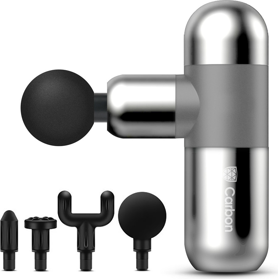 ‫CARBON - אקדח עיסוי מיני עם ארבעה ראשים ונרתיק נשיאה דגם MUSCLE GUN M4 ...