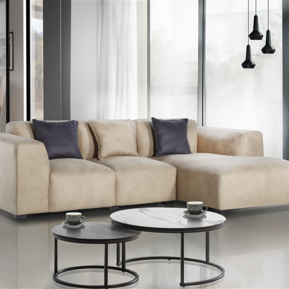 ‫Leonardo - סלון פינתי מפואר ויוקרתי דגם סטון מעץ מלא ורגלי עץ בד נעים ...