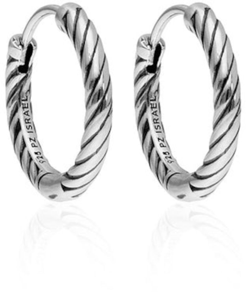 ‫Danny Newfeld - עגילי חישוק כסף סטרלינג בדוגמת חבל | סופר-פארם‬