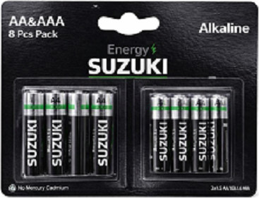 ‫S-Free - סוללות אלקליין SUZUKI ENERGY AA + AAA – מארז משולב 8 יחידות ...