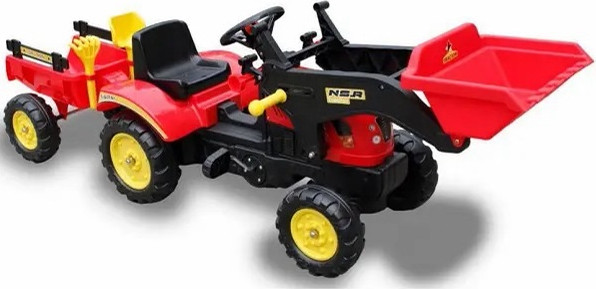 ‫Hajoj Connect - טרקטור פדלים לילדים עם כף קדמית עולה ויורדת ועגלה ...