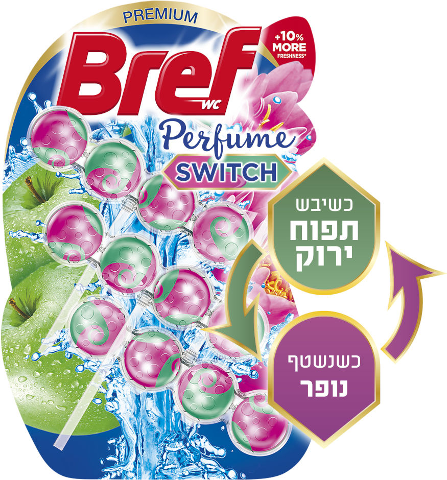 ‫Bref - כדוריות סבון אסלה בניחוח מתחלף תפוח-נופר | סופר-פארם‬