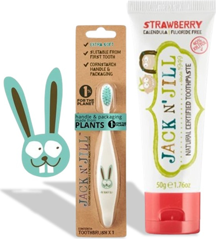 ‫Jack N' Jill - מארז טובים השניים לשיניים: משחת שיניים טבעית תות ומברשת ...